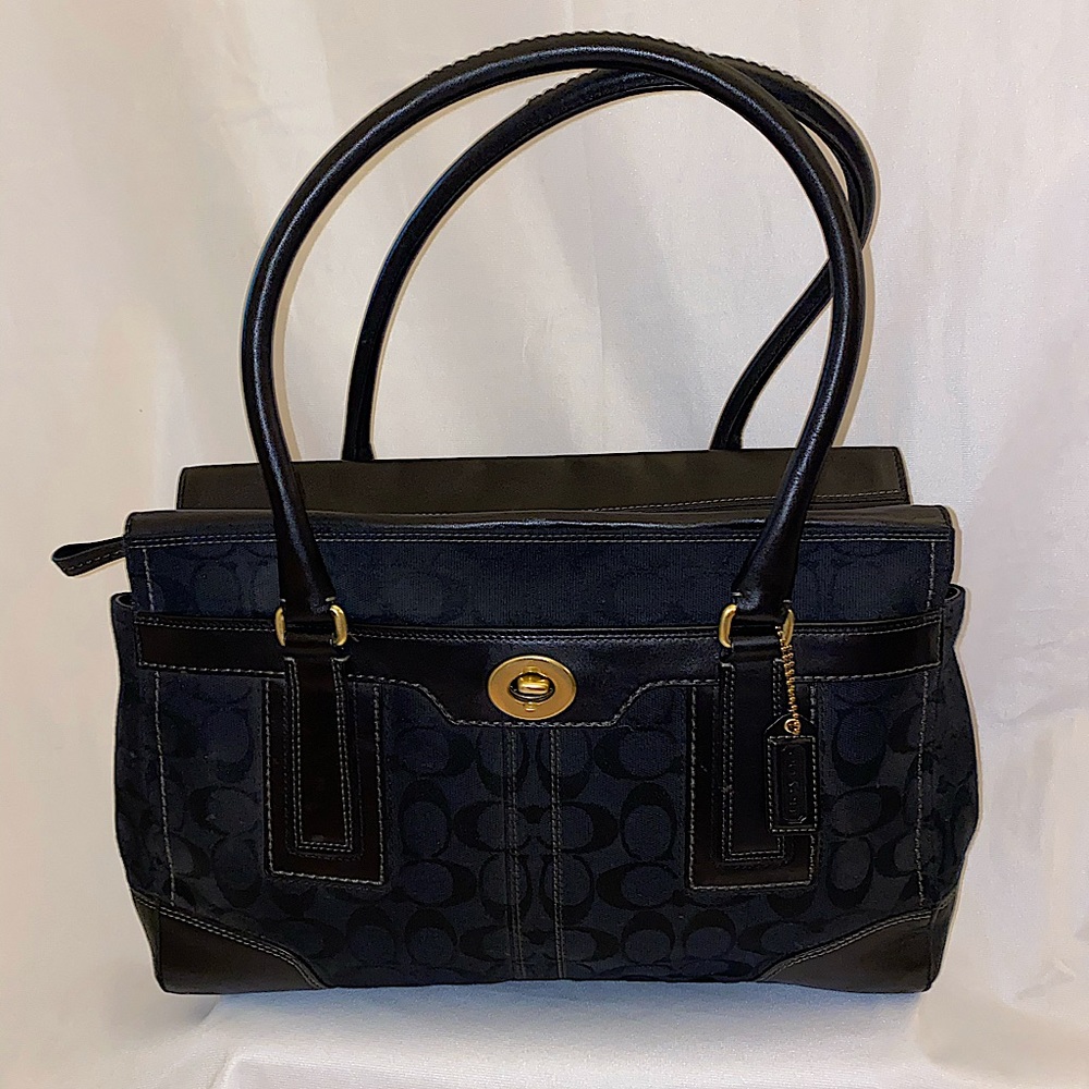 Coach Hampton Signature Leather Satchel - Gem
